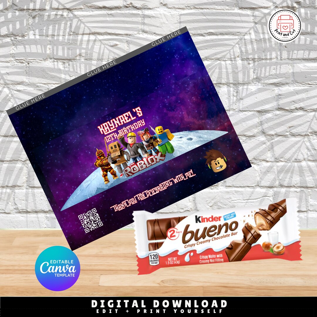Editable Kinder Bueno Wrapper, Roblox Game Theme Wrap, Digital Download ...