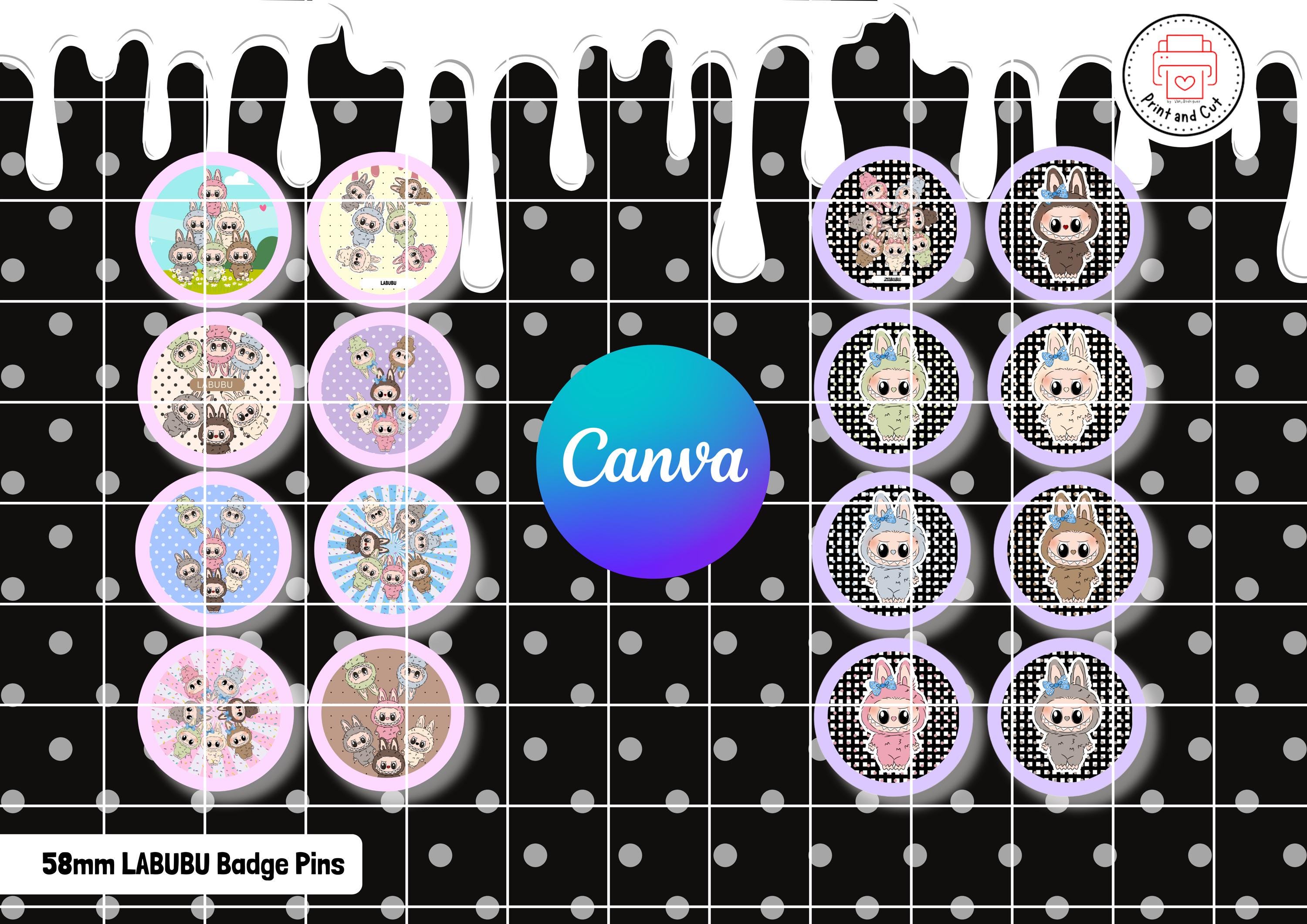 LABUBU 58mm Badge Pin Templates, Button Pins - Etsy