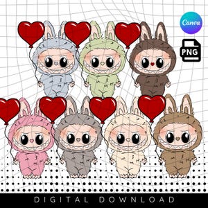 41 Labubu Hearts, Labubu Stickers, Labubu Clipart, Instant Download ...