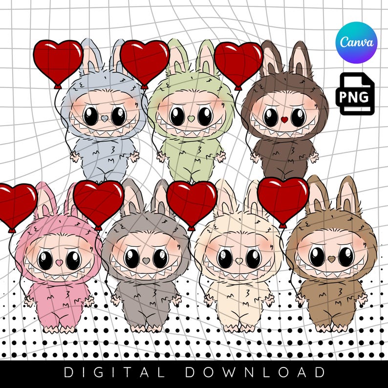 41 Labubu Valentines, pegatinas de Labubu, clipart de Labubu, San ...