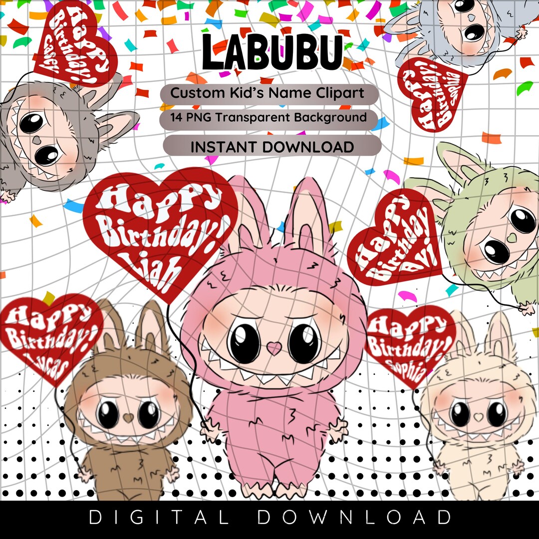 14 Labubu Custom Name Bundle Sticker, Personalized Name Sticker, Labubu ...
