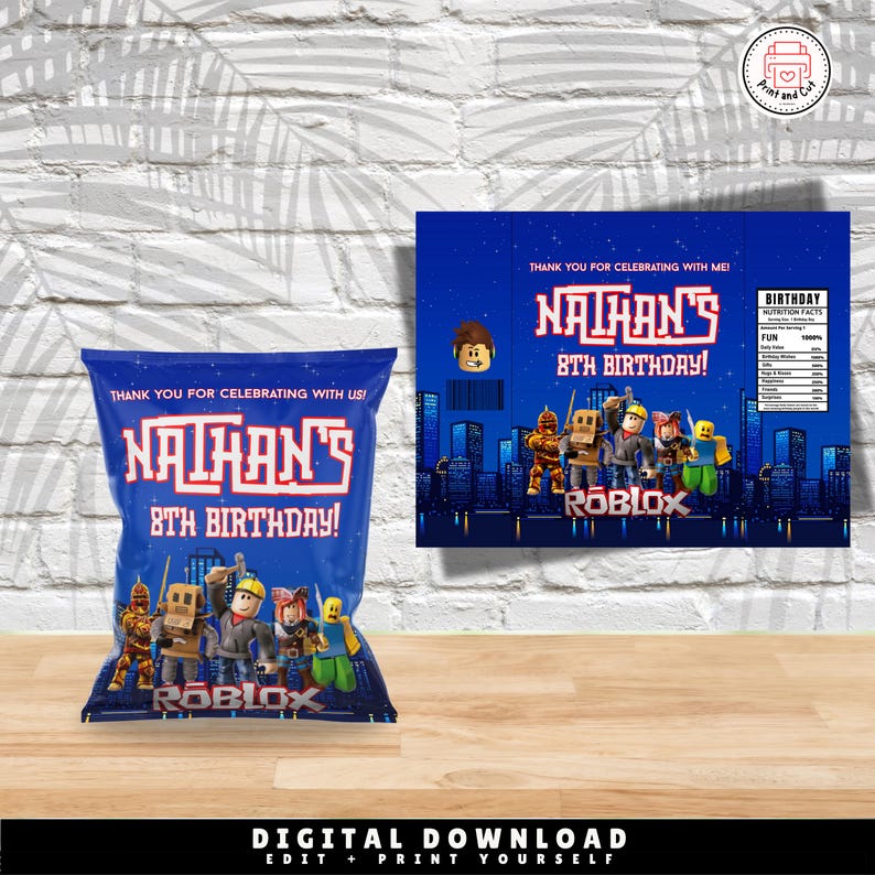 Roblox Birthday Party Favor Bundle, Editable Labels (digital Download ...