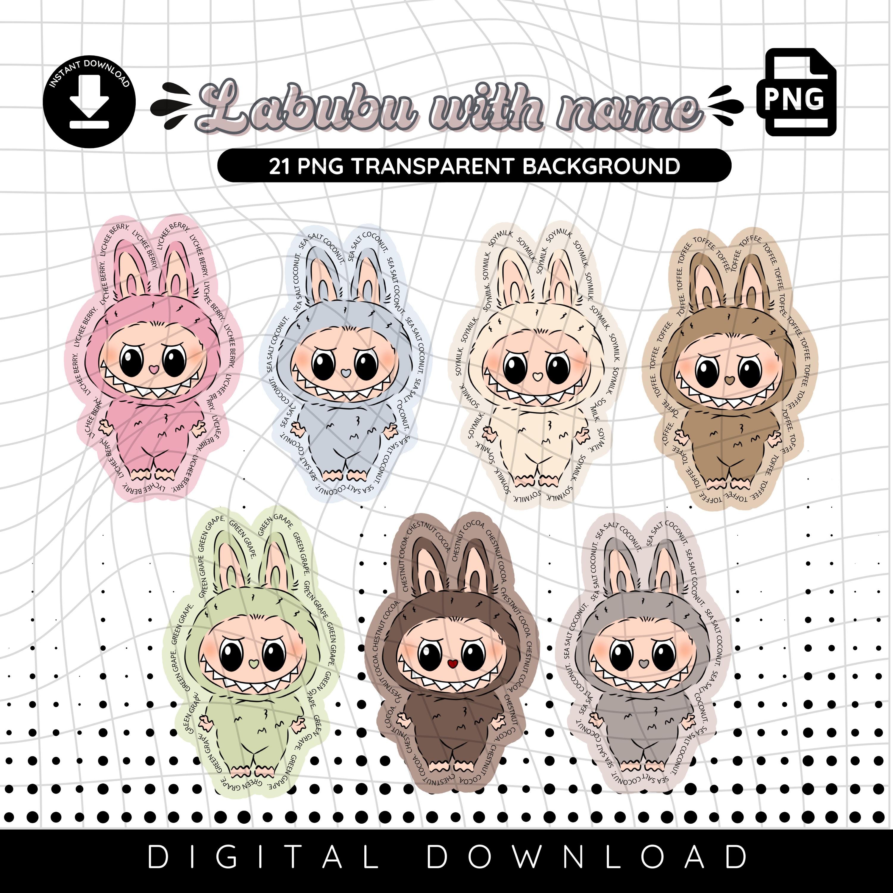 Pack of 21 Labubu With Name, Labubu Exciting Macaron, PNG for Sublimate ...
