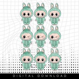 Pack of 72 LABUBU Graduation Clipart PNG, Print and Cut, Instant ...