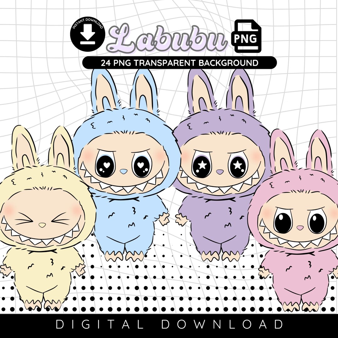 31 LABUBU Clipart PNG, Labubu for Stickers, Print and Cut, Instant ...