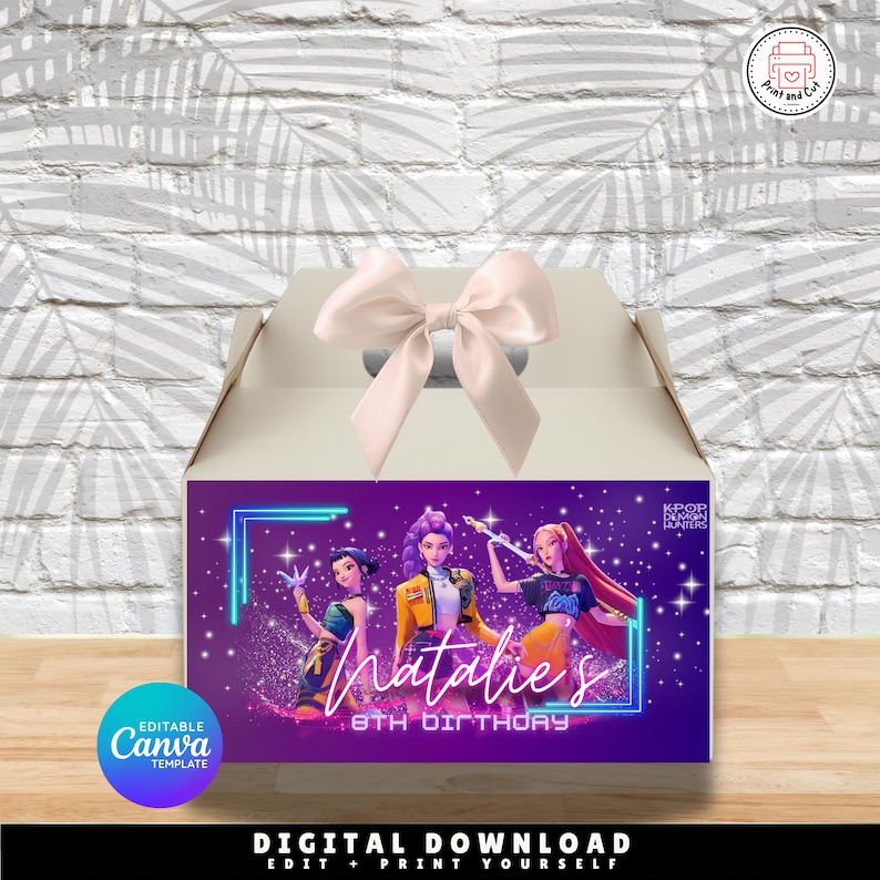 Editable Kpop Demon Hunters Gable Box Decor Label, Party Printable ...