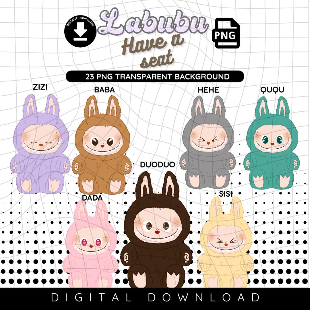 Pack of 23 Labubu Have A Seat Clipart, Labubu PNG, Print and Cut ...
