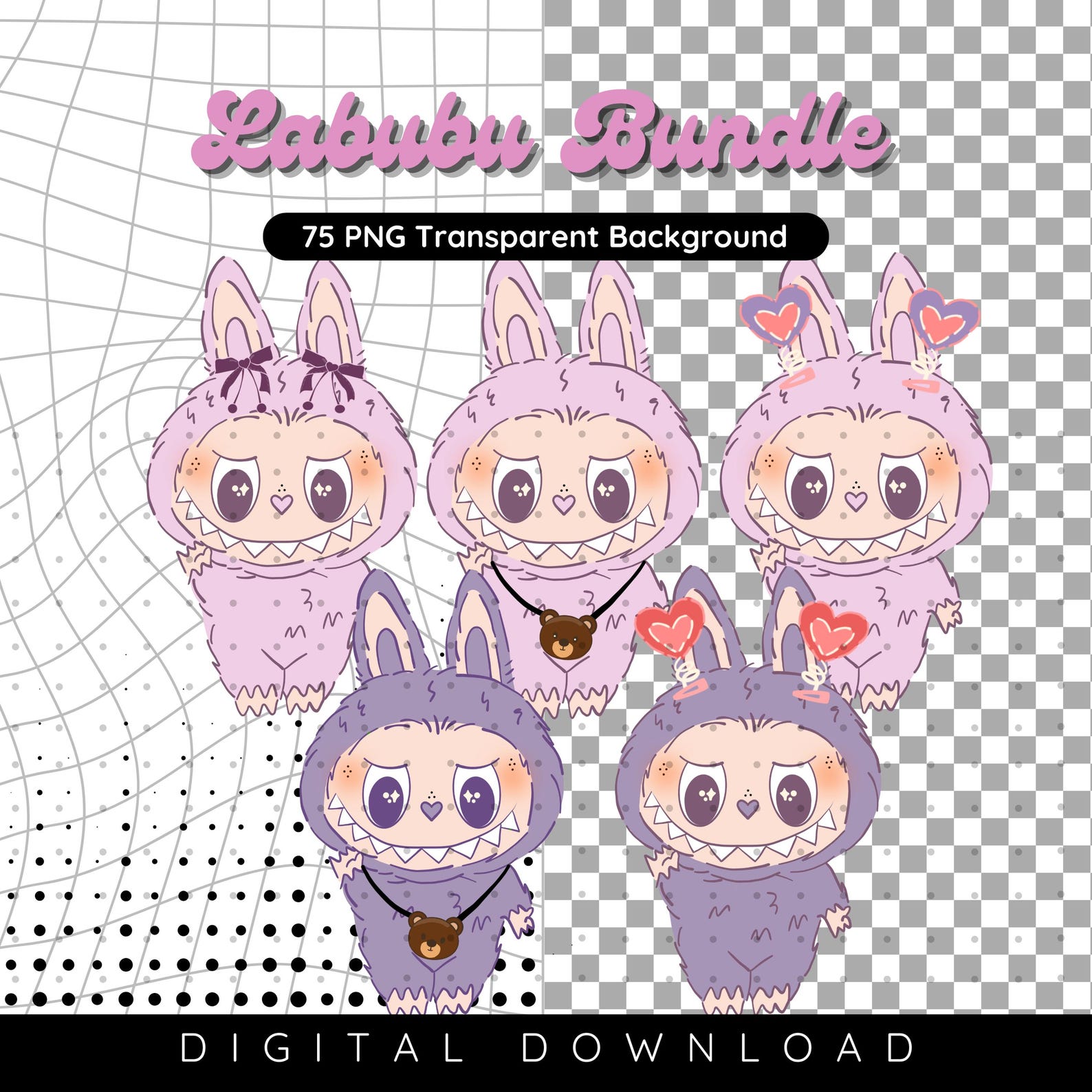 75 Labubu Fullbody PNG Bundle, Labubu Print and Cut, Digital Download ...