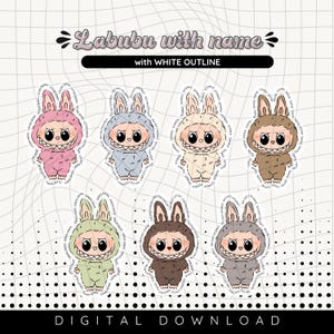 Pack of 21 Labubu With Name, Labubu Exciting Macaron, PNG for Sublimate ...