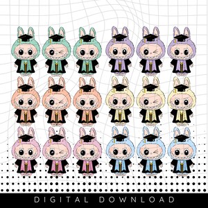 Pack of 72 LABUBU Graduation Clipart PNG, Print and Cut, Instant ...