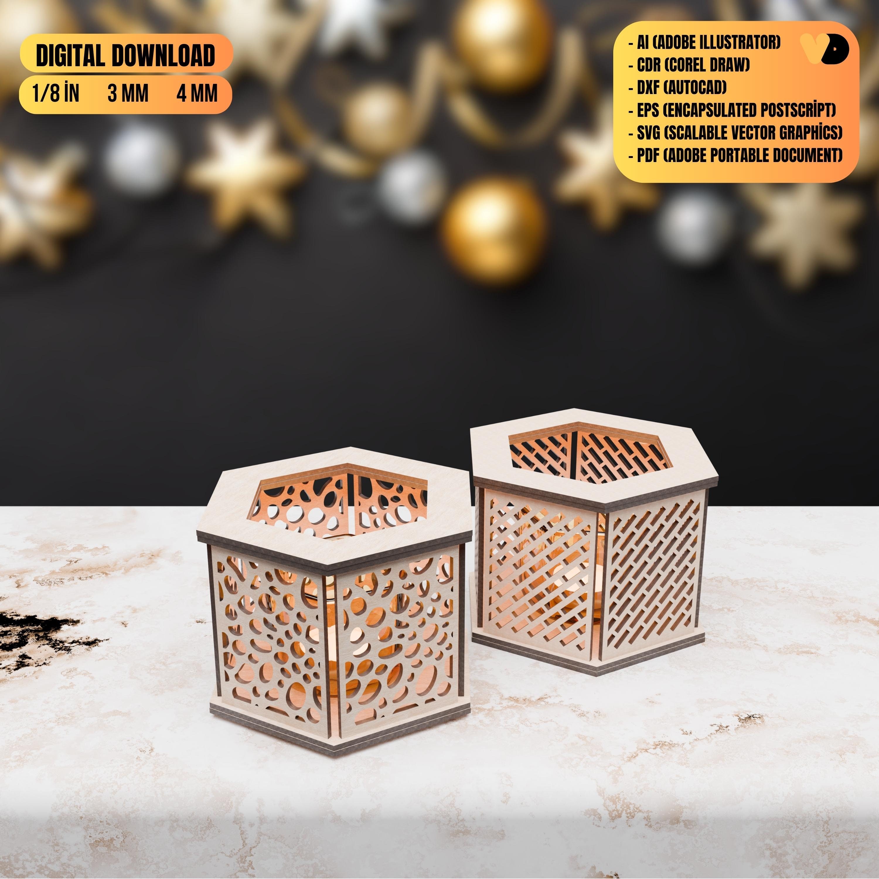 Laser Cut Candle Holder Bundle SVG Template Instant Download Glowforge ...