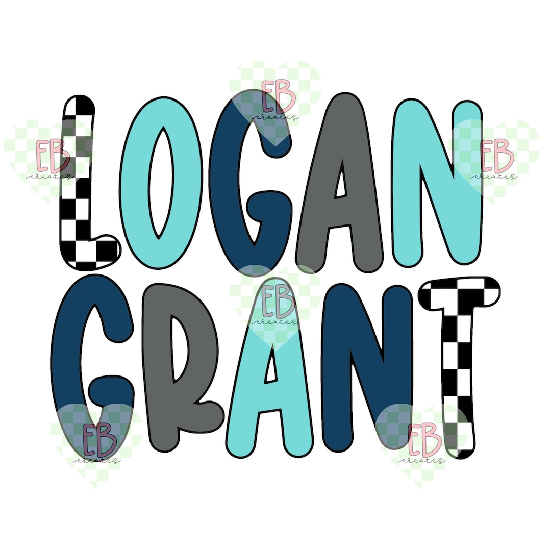 Custom Name PNG | Blue Checker Block Letters | Personalized Name ...