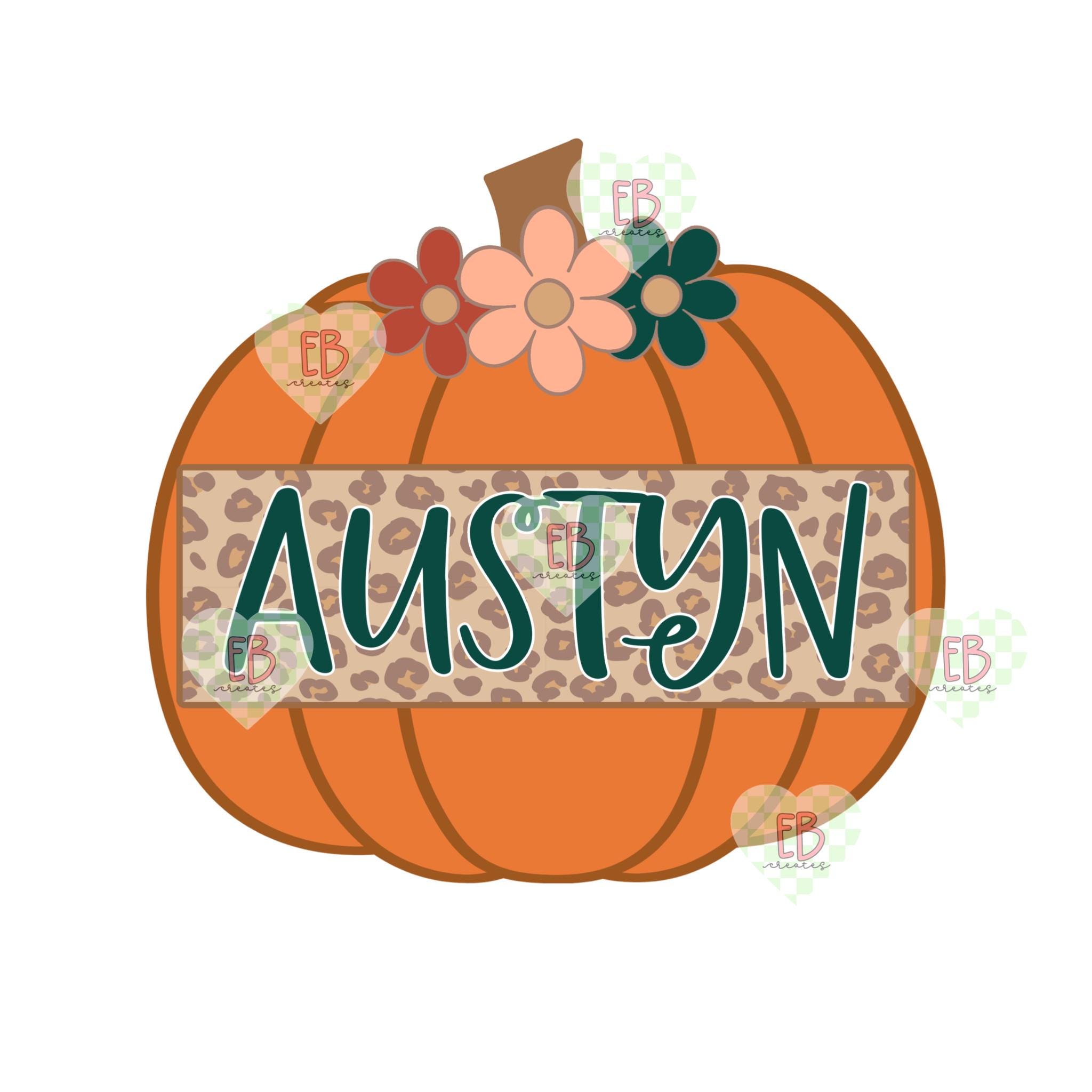 Trendy Pumpkin Custom Name PNG - Etsy