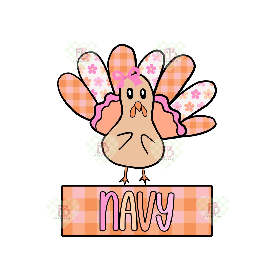 Girly Turkey Custom Name PNG - Etsy