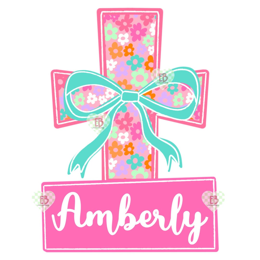 Preppy Easter Cross Custom Name PNG - Etsy