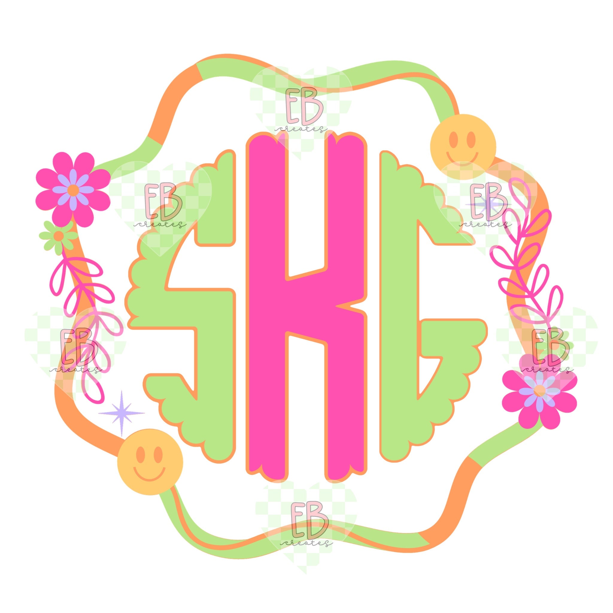 Custom Scalloped Monogram PNG - Etsy