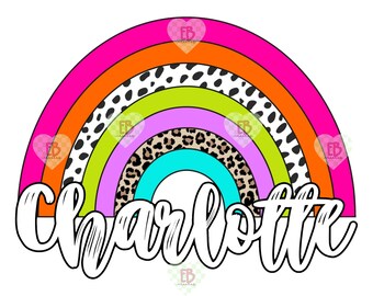 Custom Name Png Personalized Text Logo Retro Hippie Groovy Rainbow ...