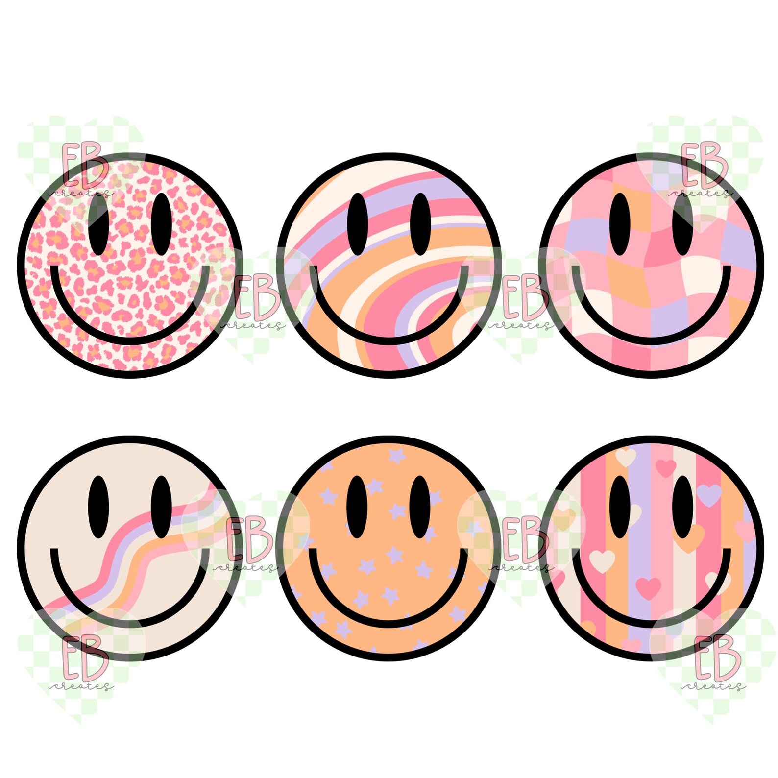 6 Individual Smiley Pngs - Etsy