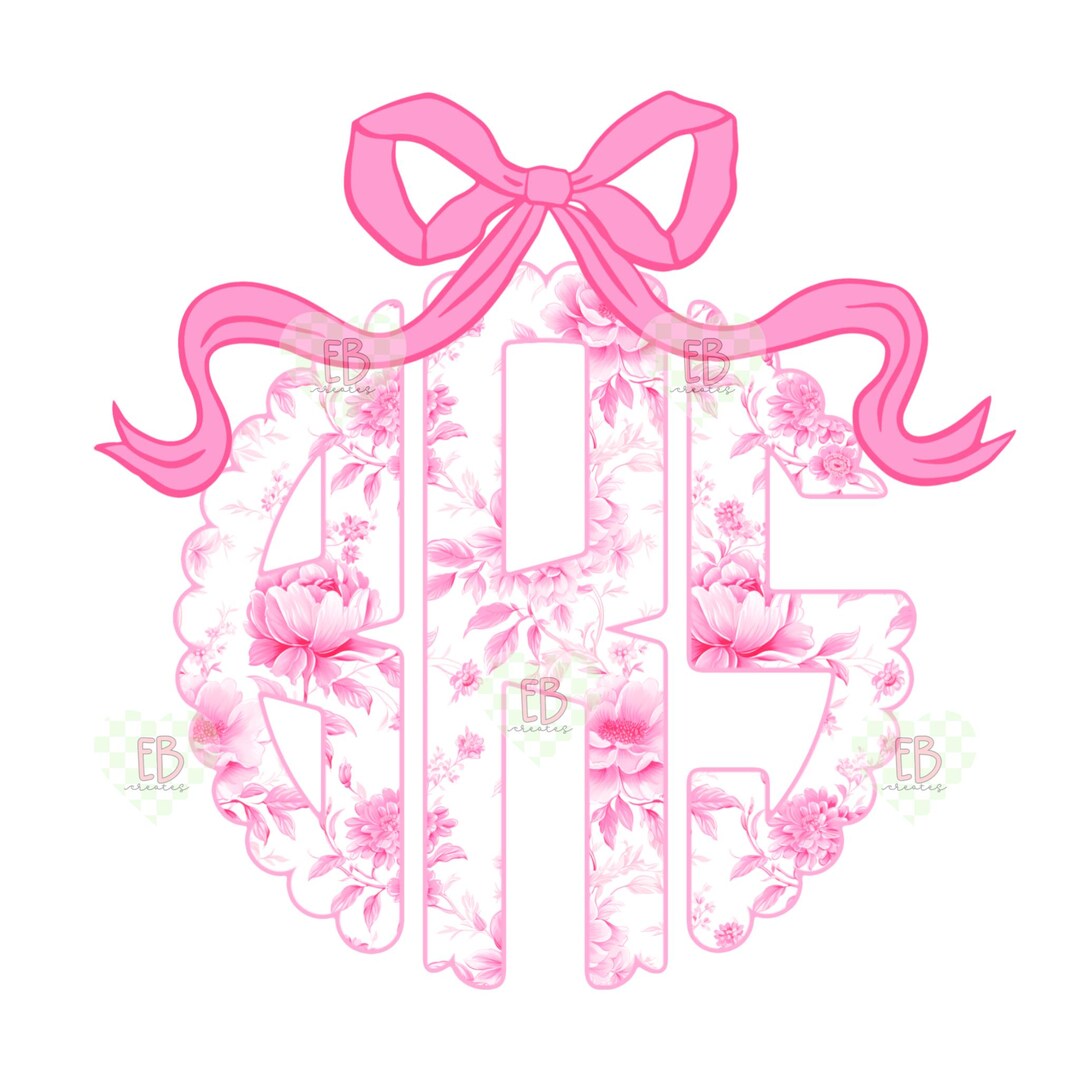 Pink Toile Custom Scalloped Monogram PNG - Etsy