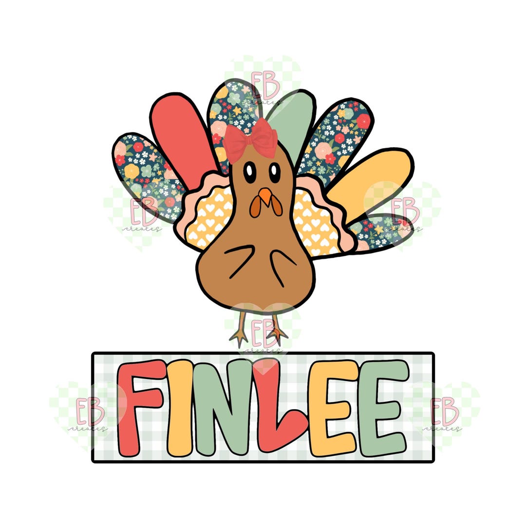 Girly Turkey Custom Name PNG - Etsy