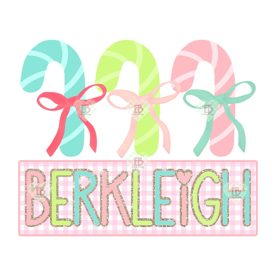 Coquette Candy Cane Custom Name PNG - Etsy