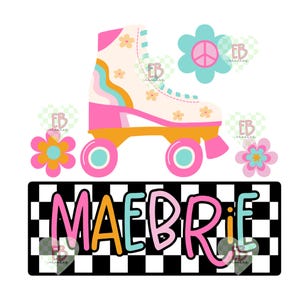 Groovy Roller Skate Custom Name PNG - Etsy
