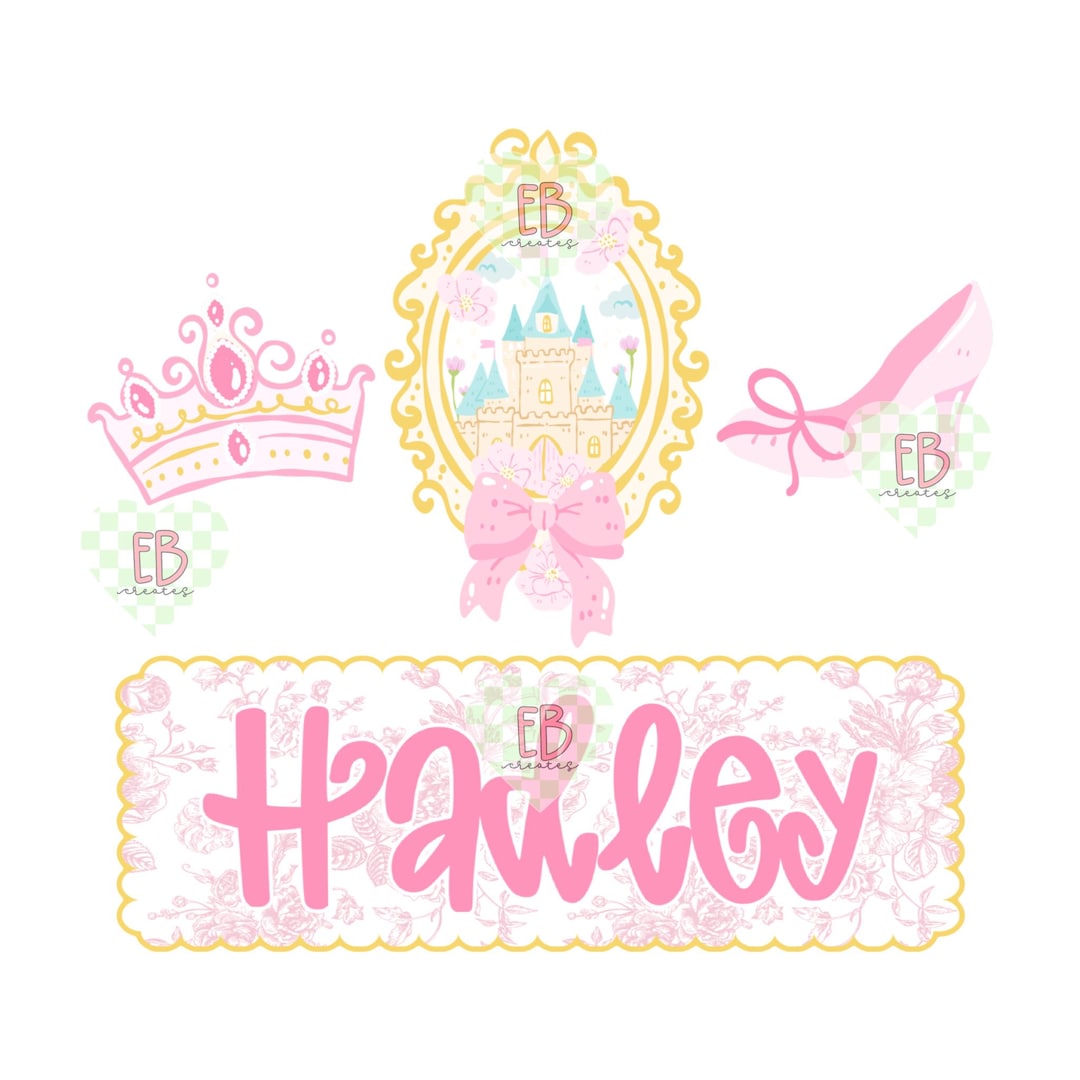 Custom Princess Name PNG | Castle, Crown, Slipper (digital Download) - Etsy