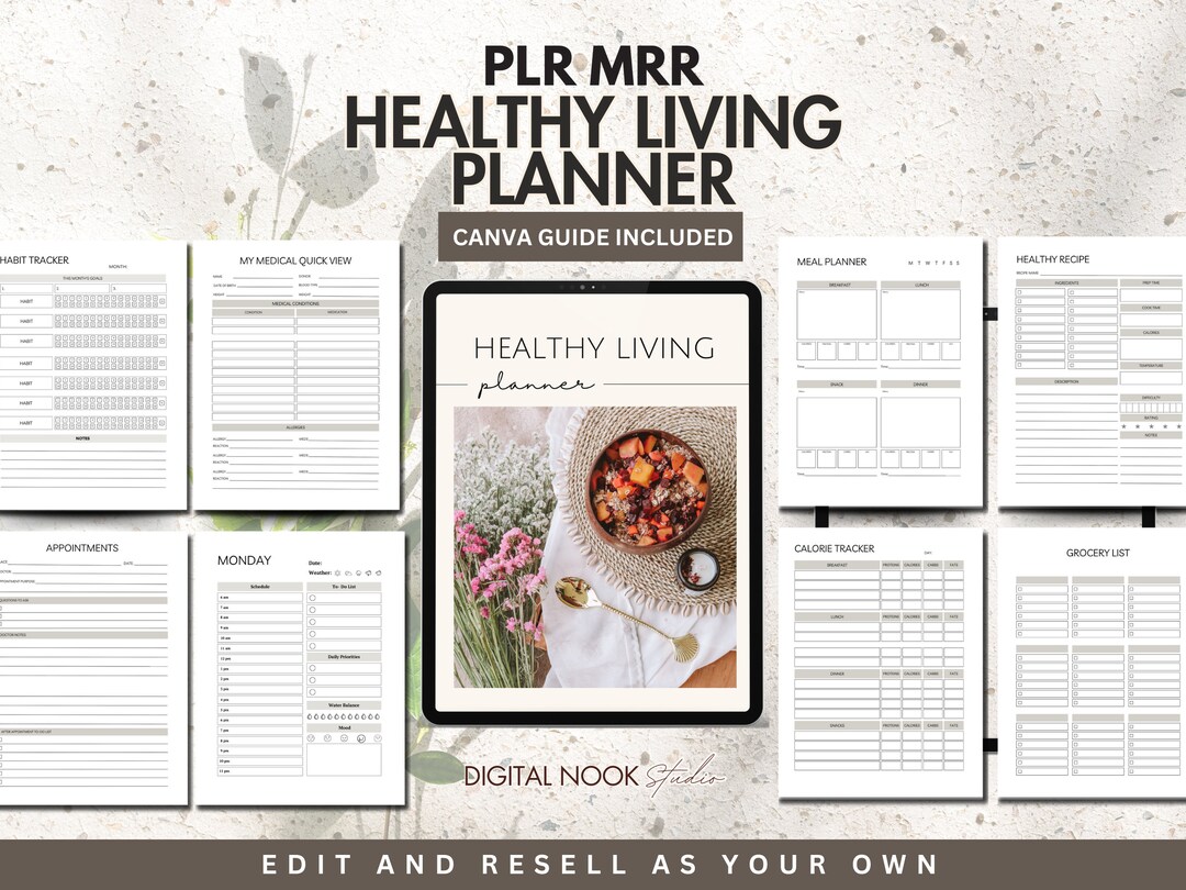 Healthy Lifestyle Planner PLR Healthy Living Daily Meal Planner Done ...