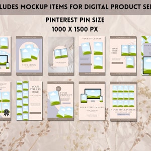 Pinterest Pin Template, Digital Product Mockup Template, Canva ...