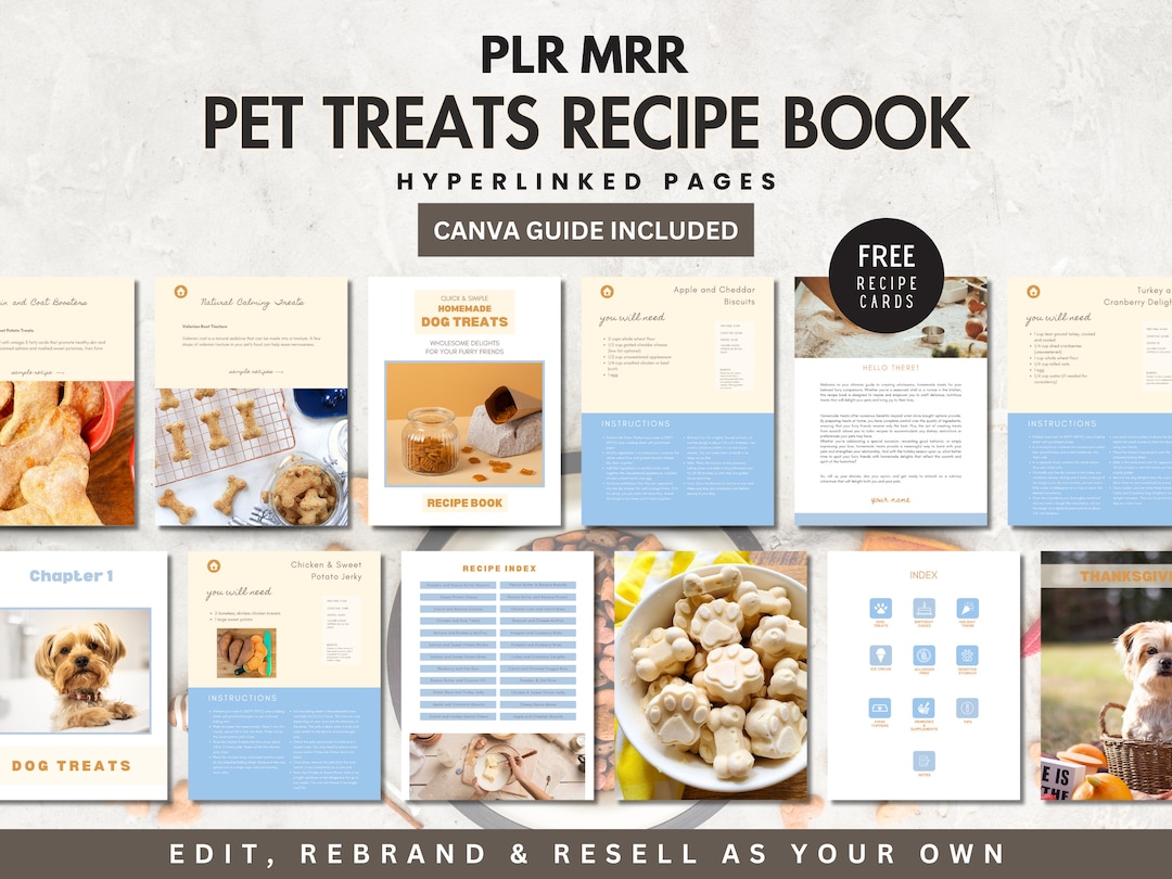 PLR Recipe Book Template Editable Canva Pet Dog Treats Cookbook Ebook ...