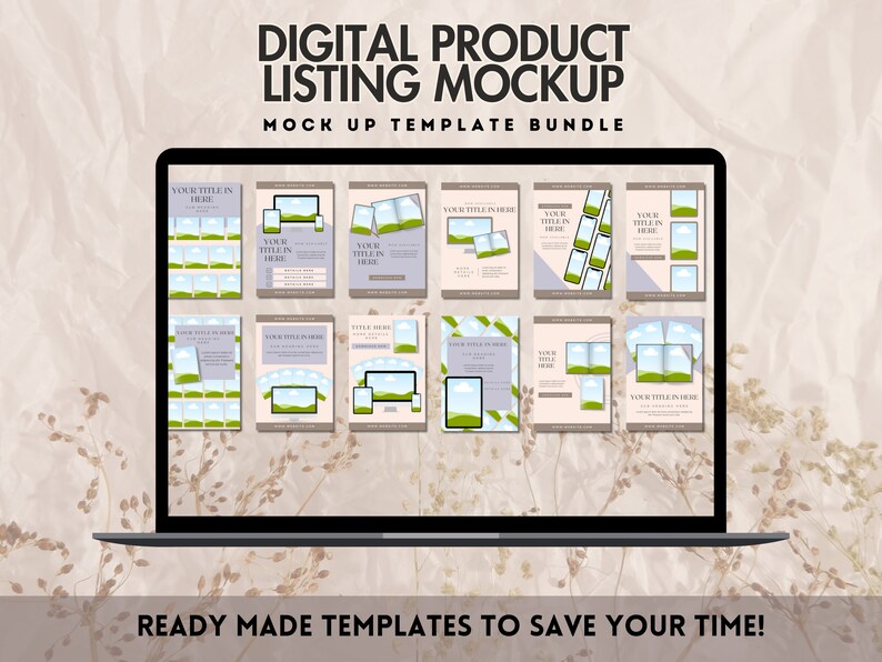 Pinterest Pin Template, Digital Product Mockup Template, Canva ...