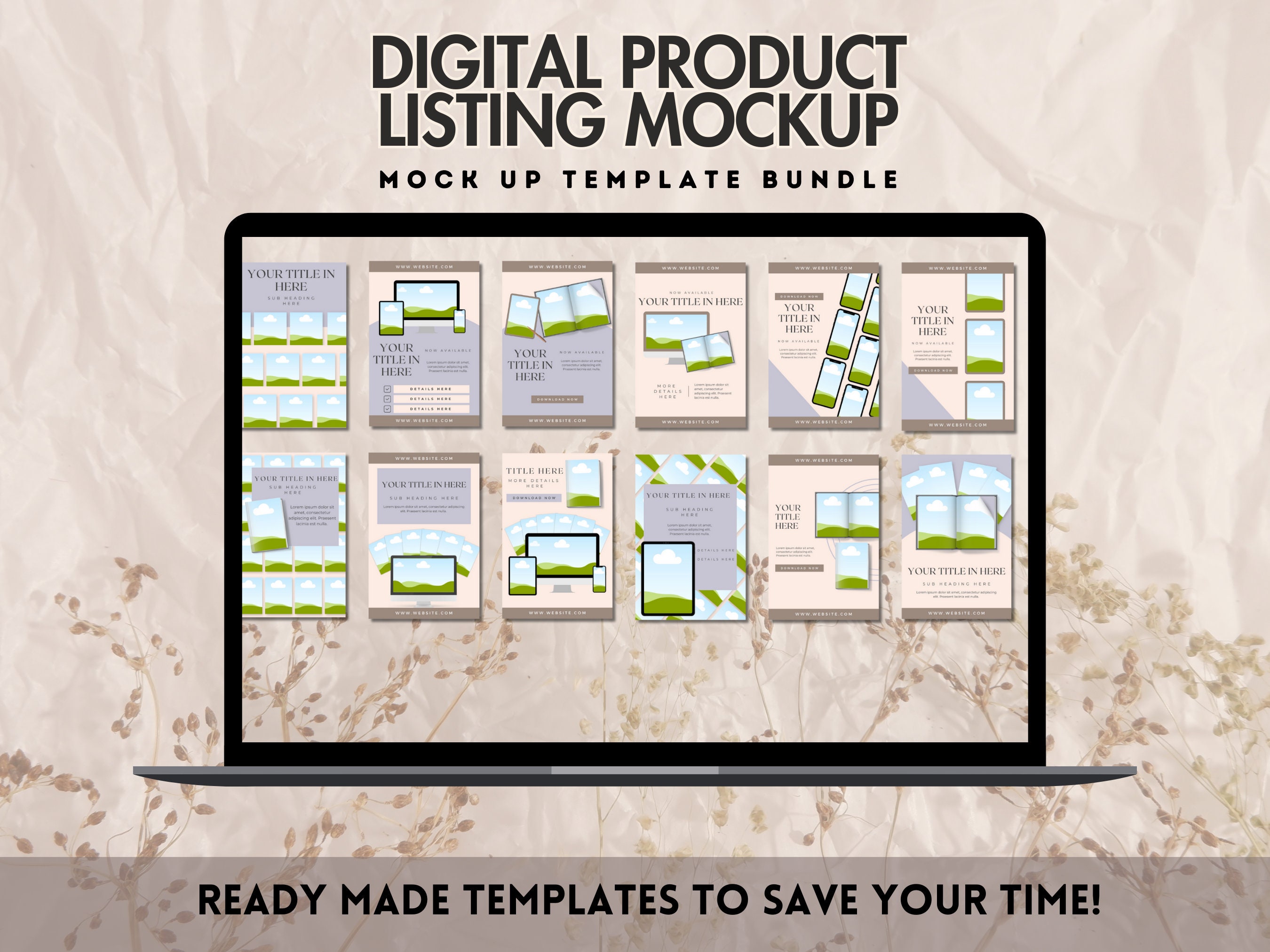 Pinterest Pin Template, Digital Product Mockup Template, Canva ...