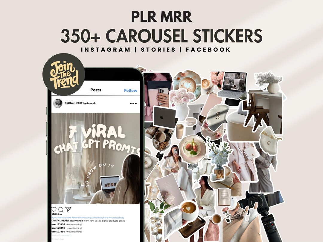 Instagram Carousel Stickers Trending Social Media Content Post Bundle ...