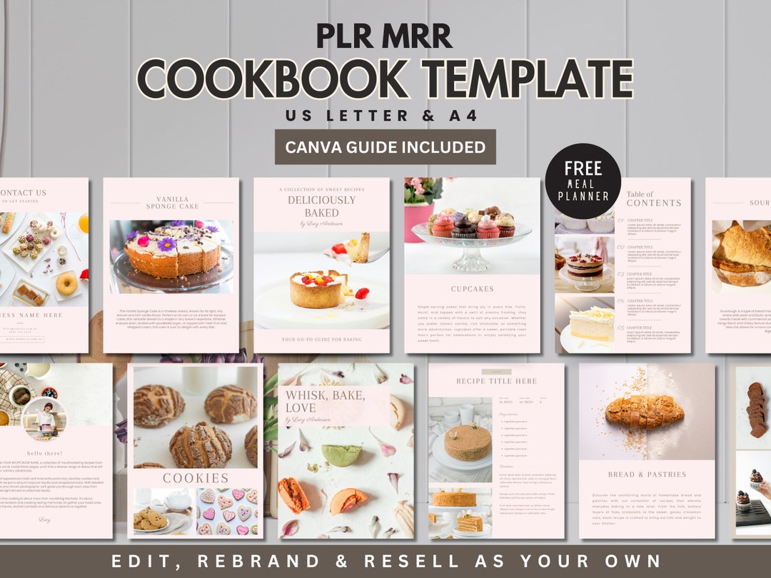 PLR Cookbook Template Baking Editable Canva Baker Recipe Book Private ...