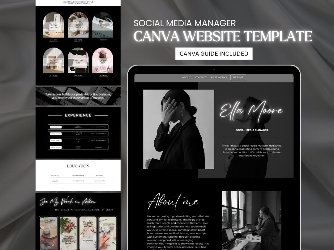 Canva Portfolio Website Page Template Done for You Social Media Manager ...