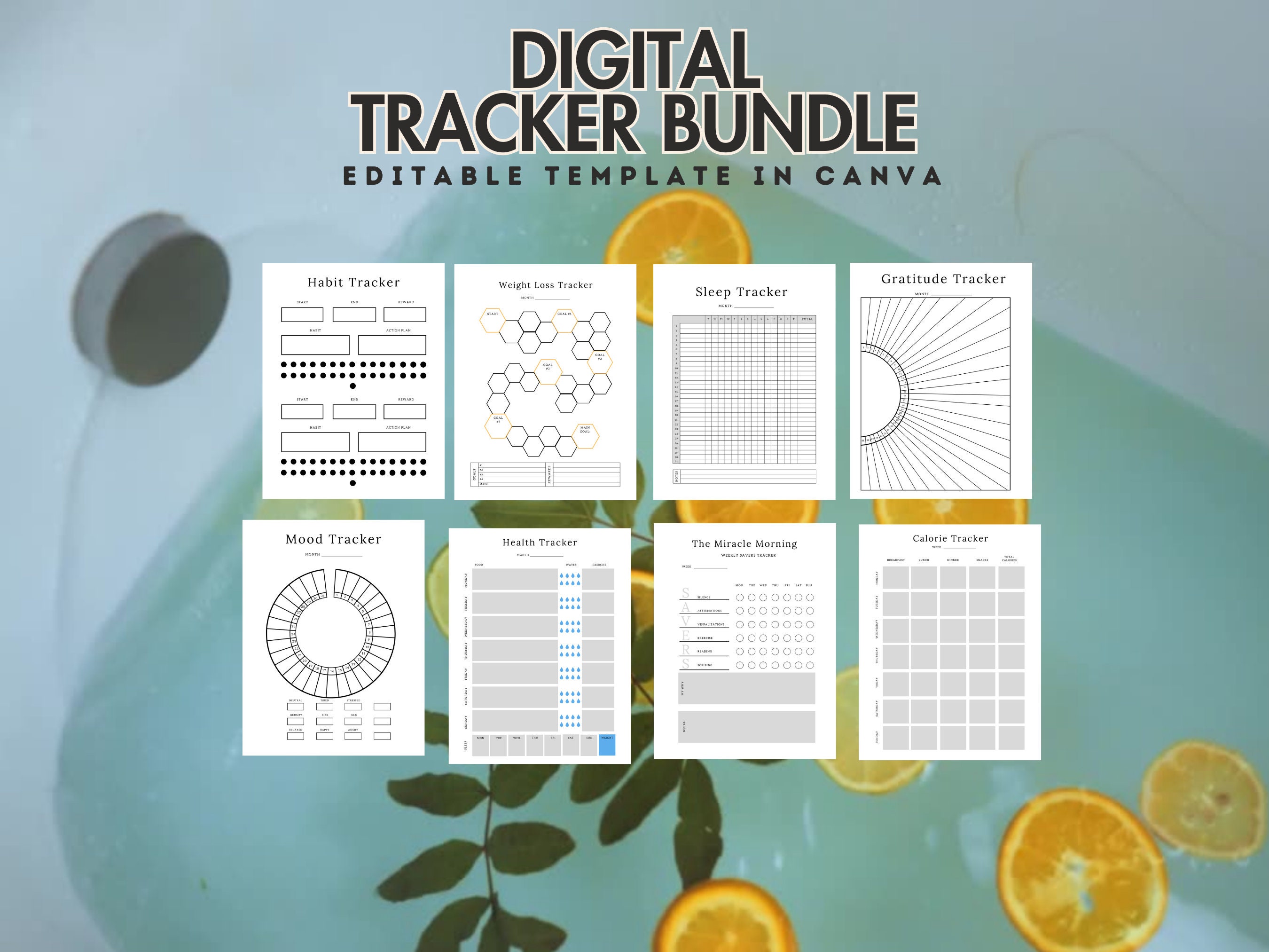 Digital Notebook Tracker Template, Tracker Collection, PLR MRR Planner ...