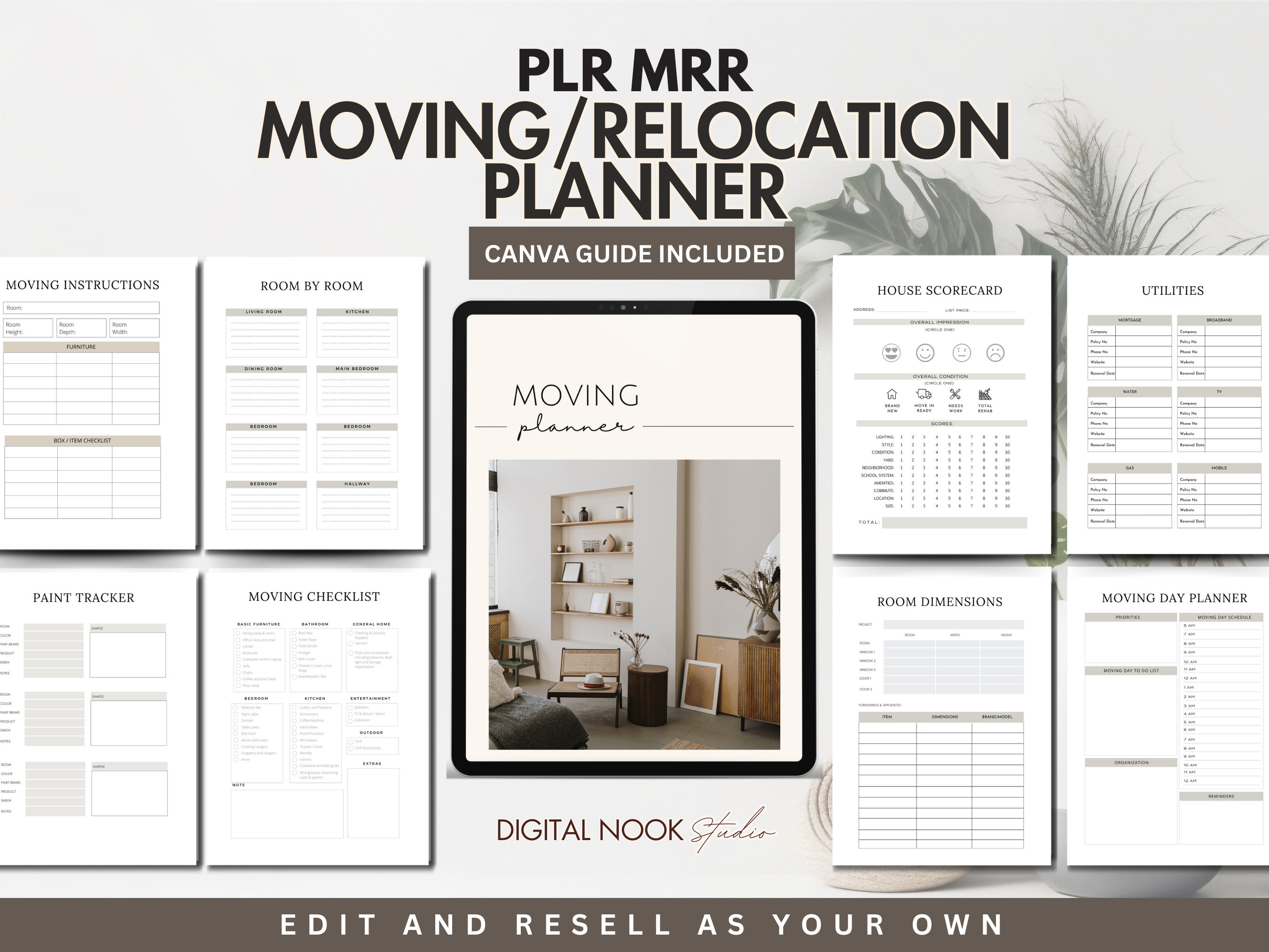PLR Planner, PLR Moving Planner Template, Moving Checklist Printable ...
