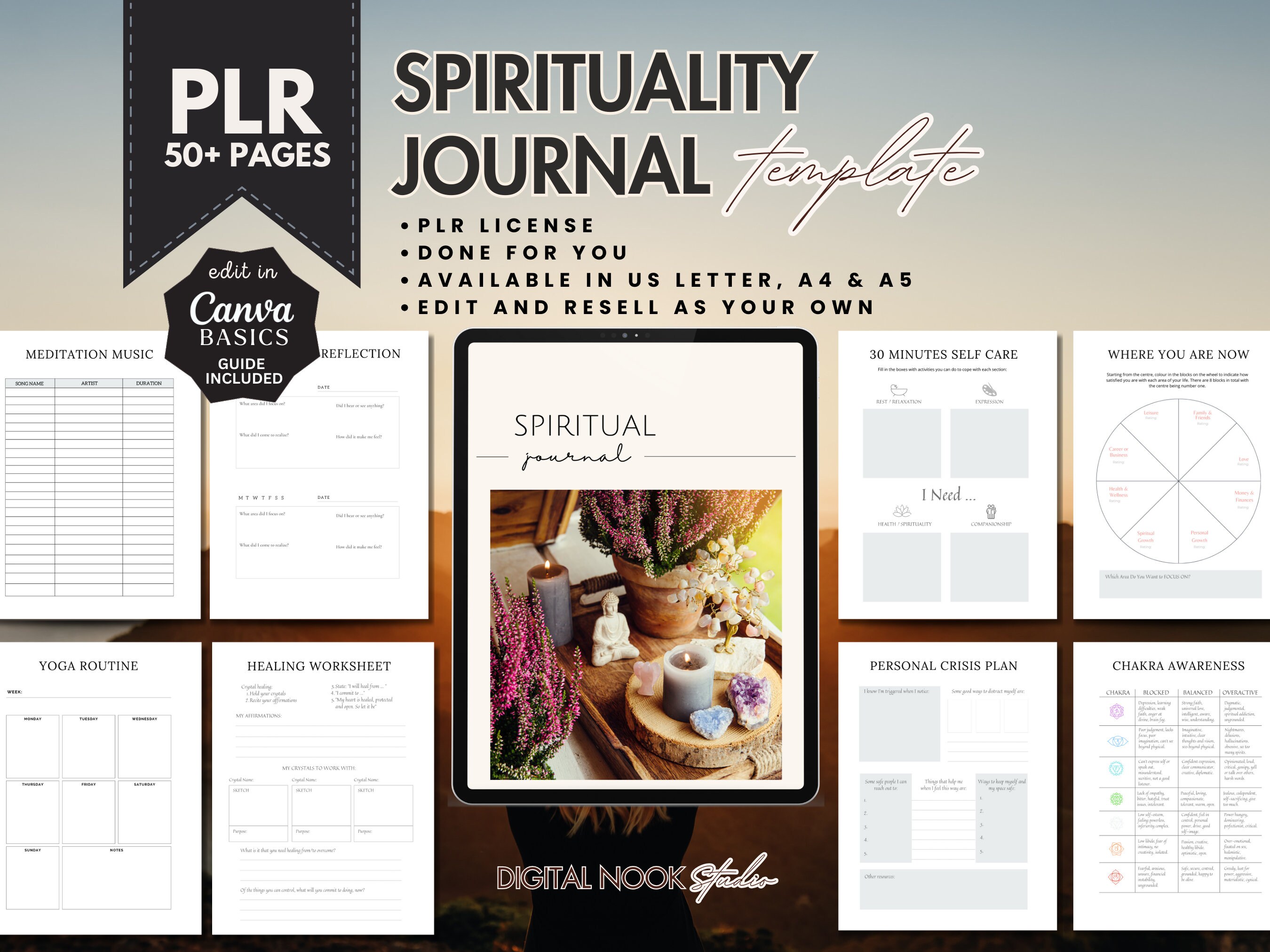 Spirituality Planner PLR Awakening Journal Done for You Canva Editable ...