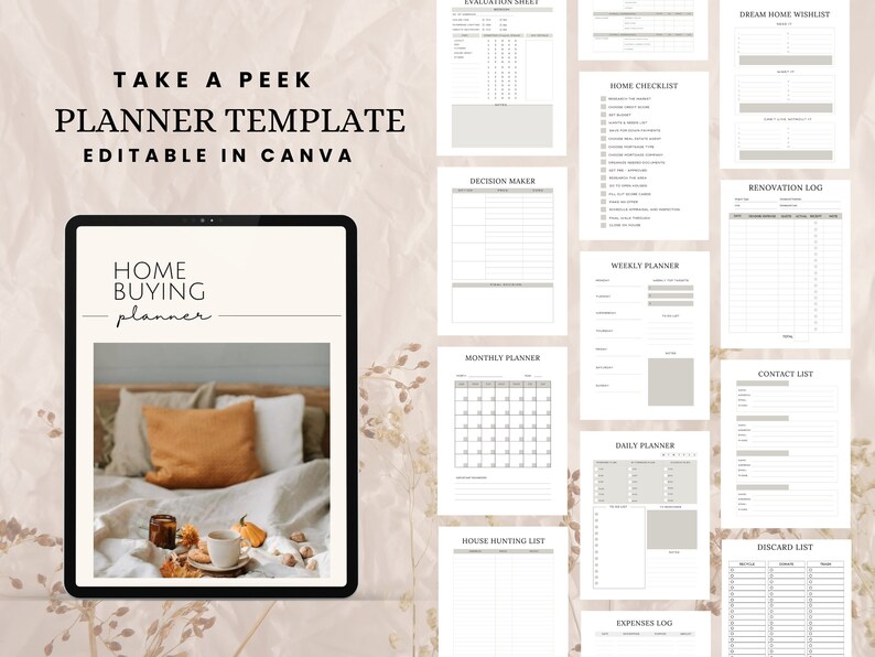 PLR Home Buying Planner Template Editable Canva House Hunting Checklist ...