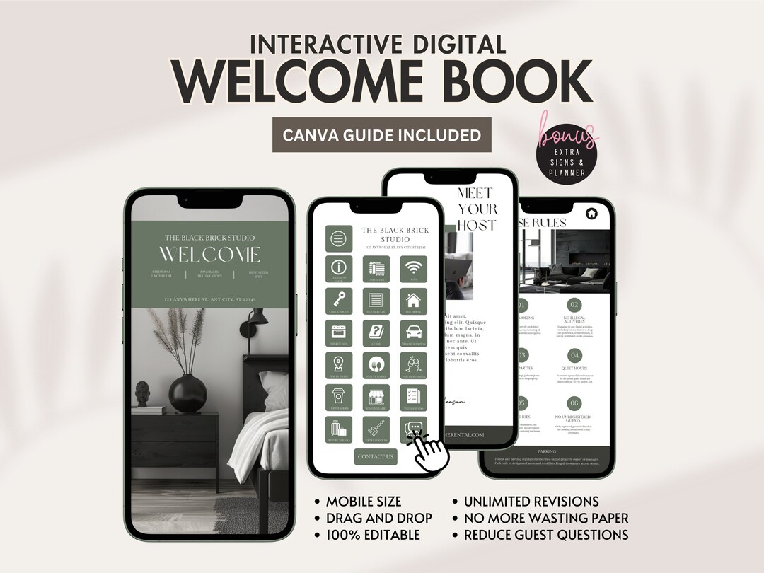 Airbnb Welcome Book Mobile Template Modern Digital Editable Signs ...