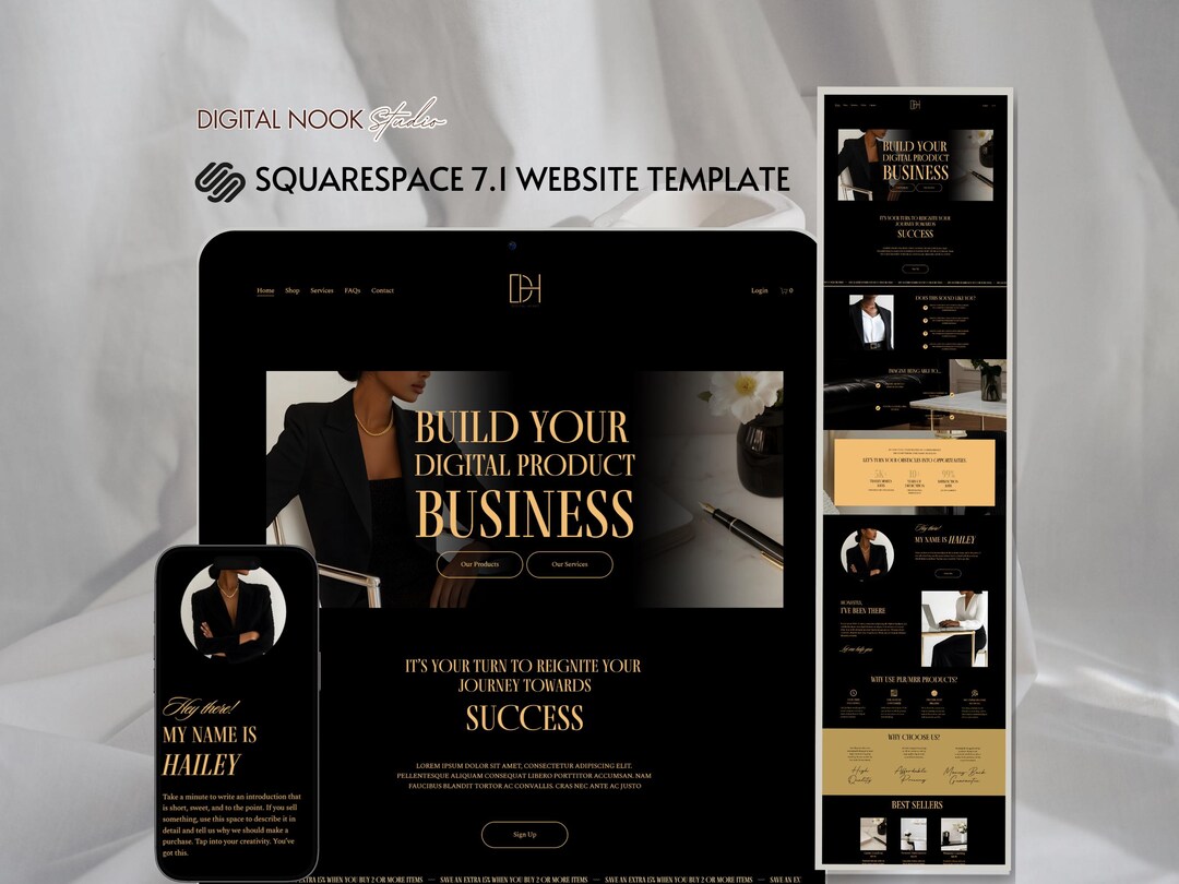 Squarespace Website Template Digital Product Seller Website Course Creator Coach Page Template ...