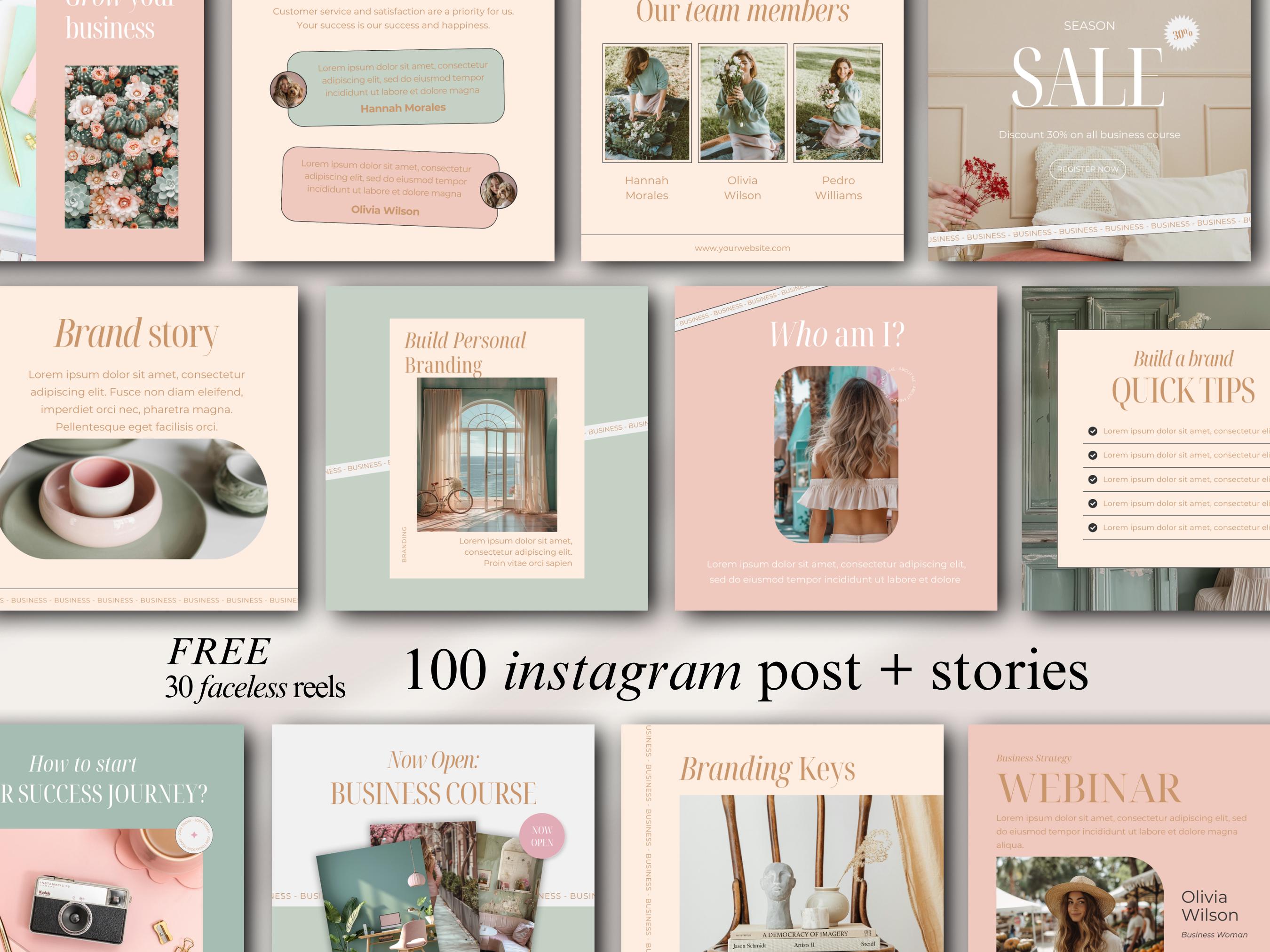 Instagram Post Reel Stories Social Media Template Faceless Content Post ...