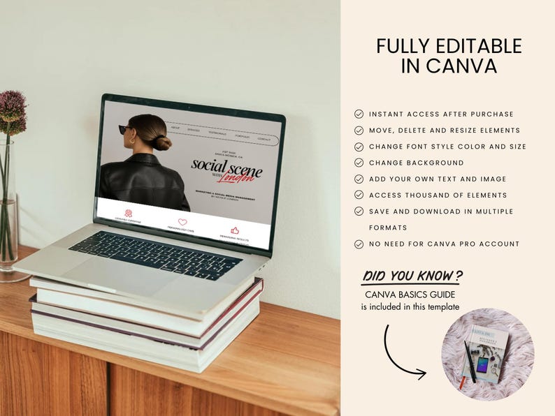 Modern Aesthetic Canva Website Template Social Media Manager Portfolio ...
