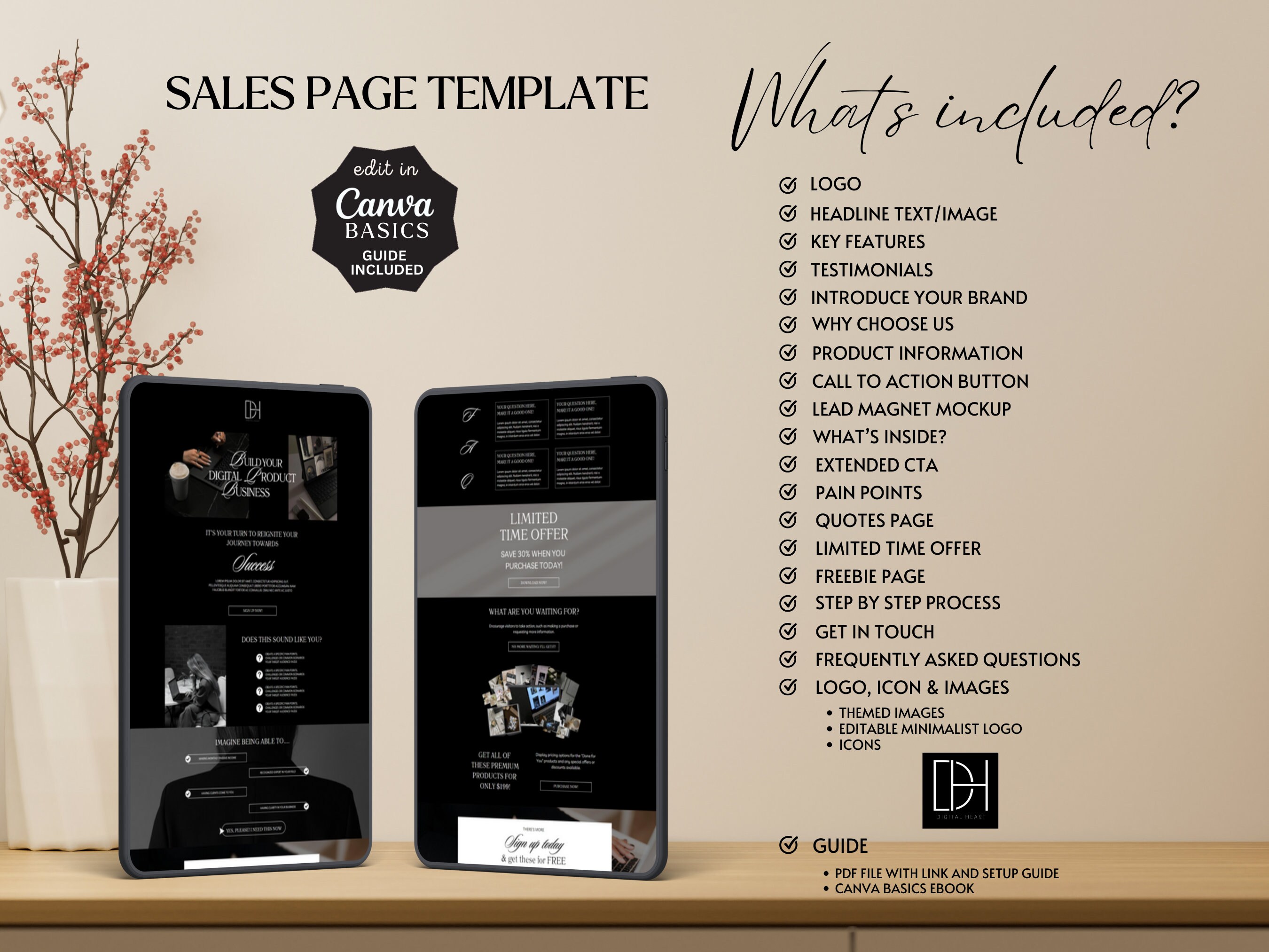 Sales Page Digital Product Template Done for You Canva Website Seller ...
