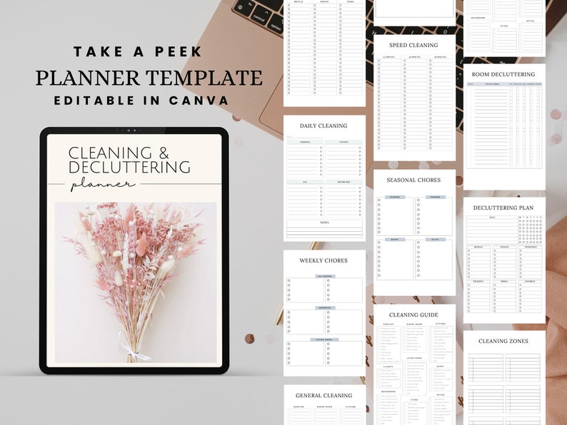 Cleaning Checklist, PLR Cleaning Planner, PLR Cleaning Decluttering Schedule, Done for You ...