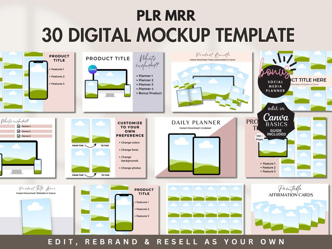 Mockup Canva Template Editable Course Creator Coach Digital Product ...