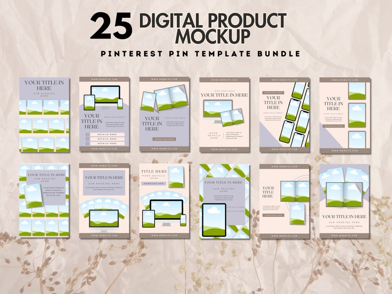 Pinterest Pin Template, Digital Product Mockup Template, Canva ...