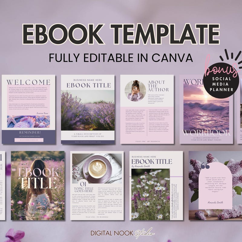 Aesthetic Ebook Template Canva Purple - Etsy