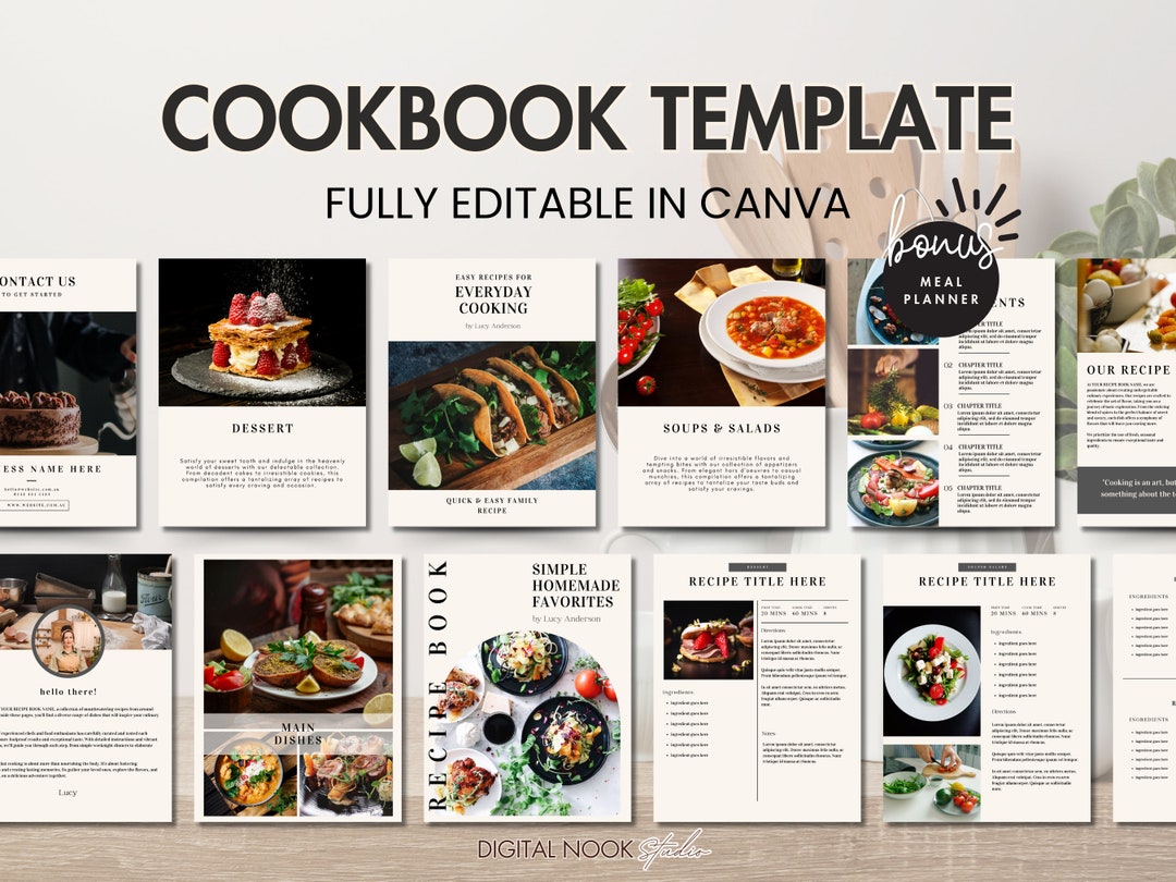 Cookbook Template Editable Recipe Book Custom Book Recipe Card Meal ...