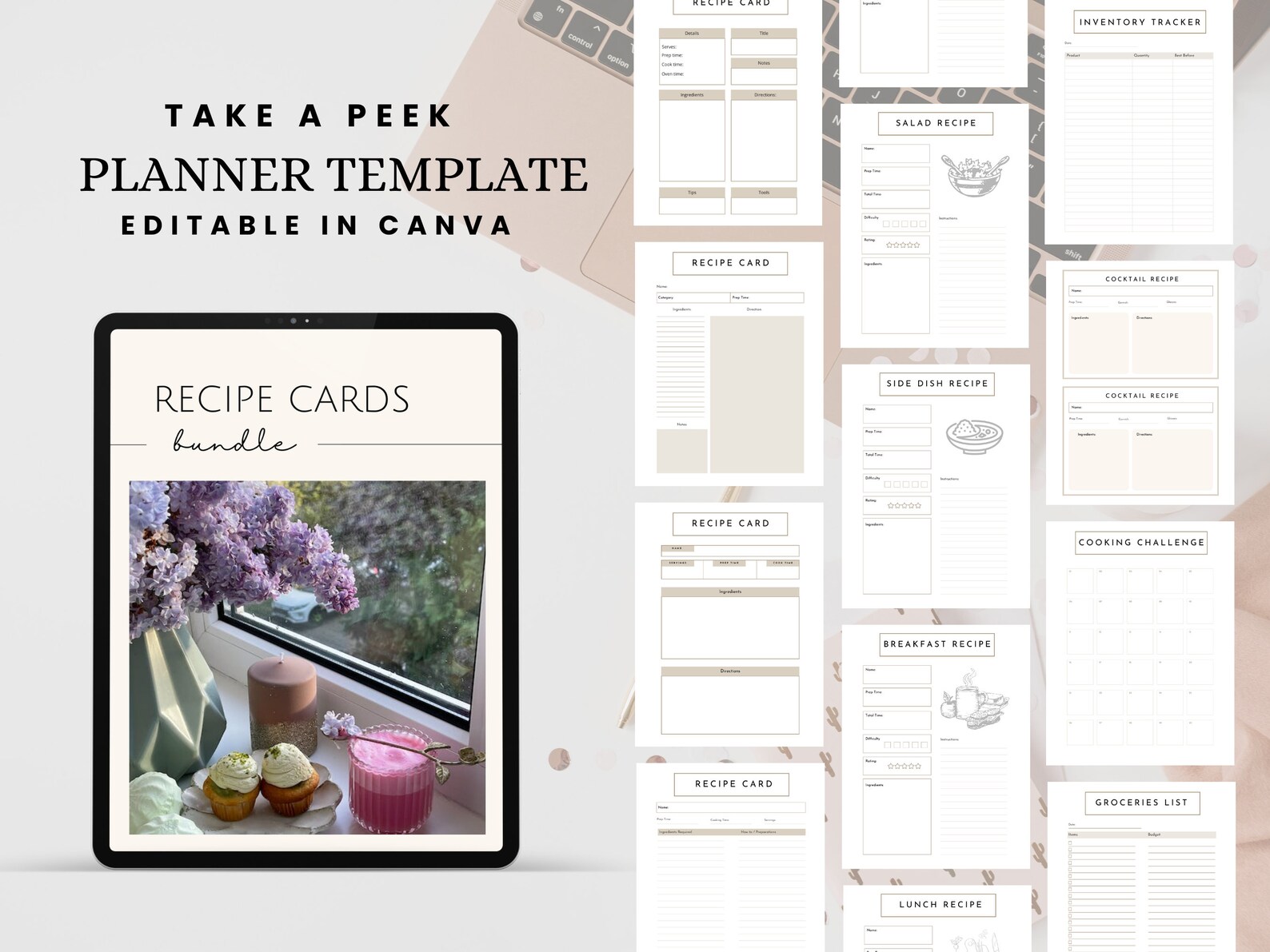 PLR Recipe Cards Bundle Meal Planner Template Done for You Canva ...